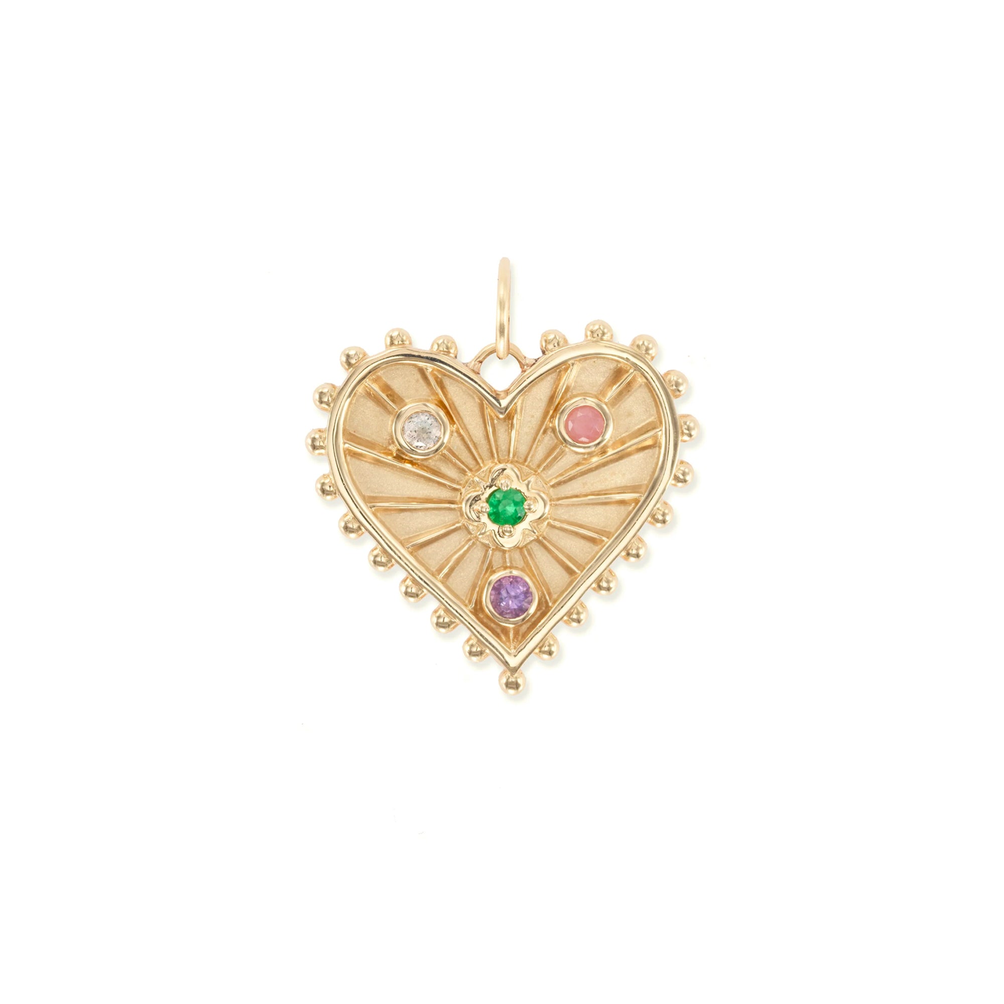 Small Beaded Radiant Heart Gemstone Medallion "Love" – Scribe Jewelry
