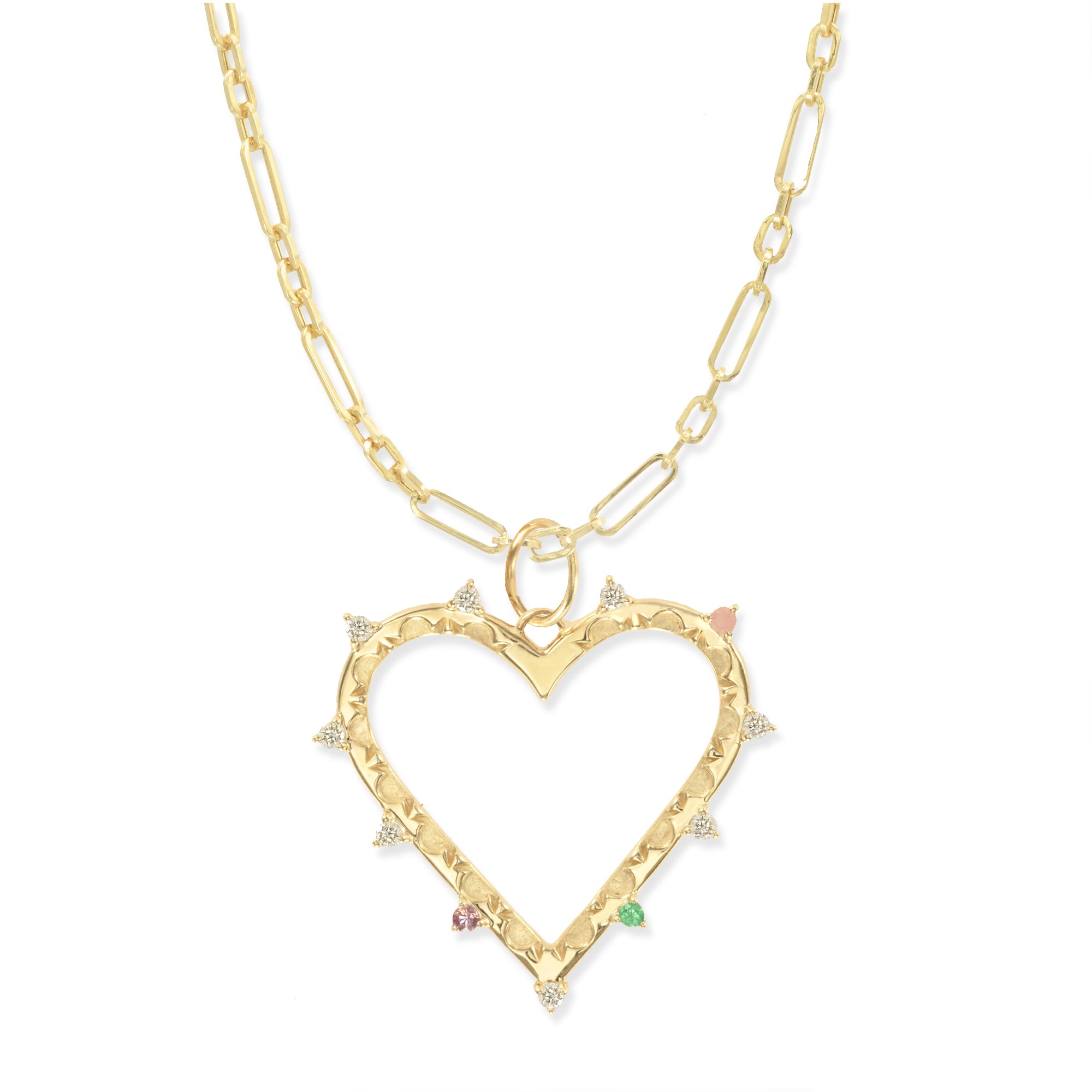 Large Open Heart Gemstone Medallion "Love" – Scribe Jewelry