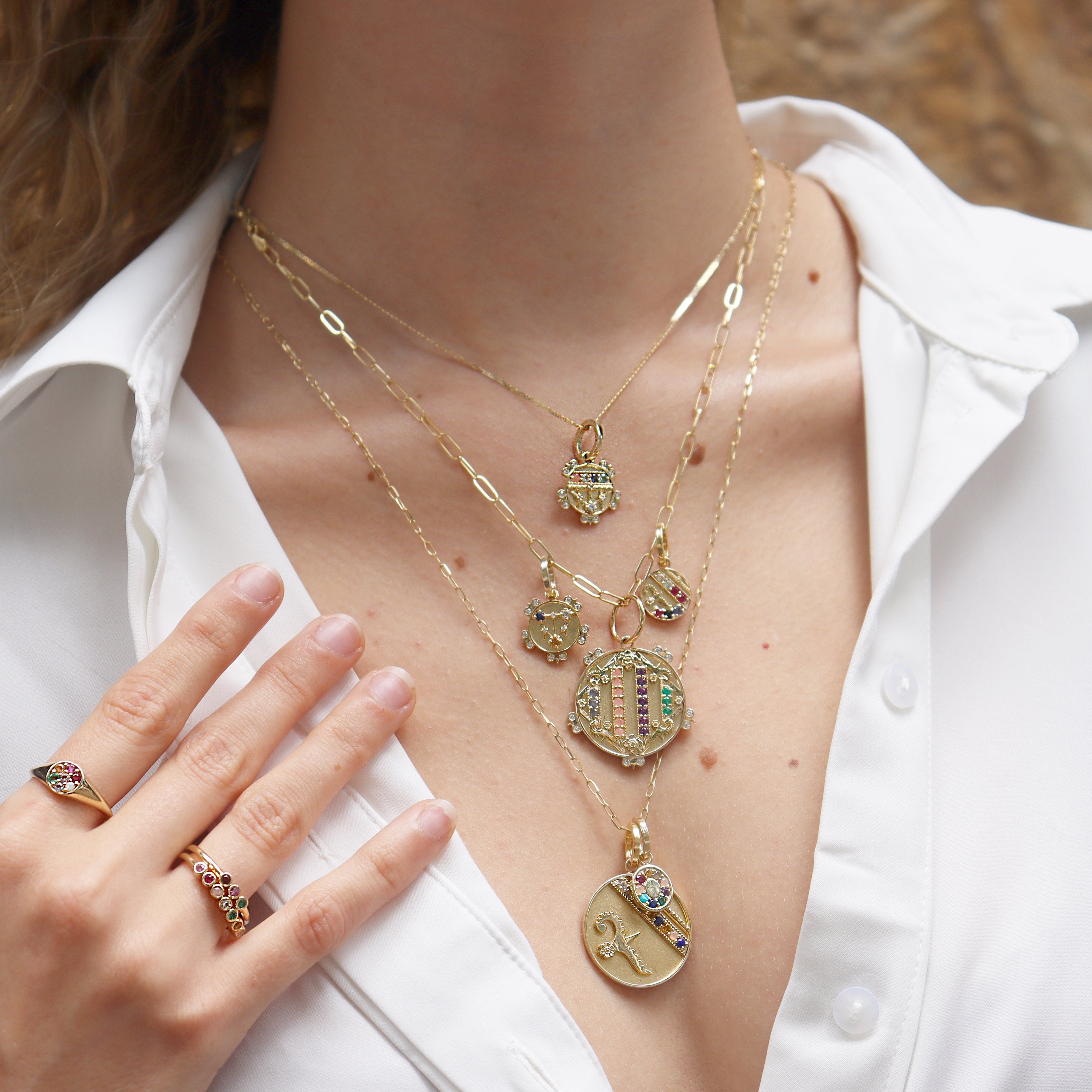 Large Lace Shield Medallion - "Dream" - 5 Stones – Scribe Jewelry